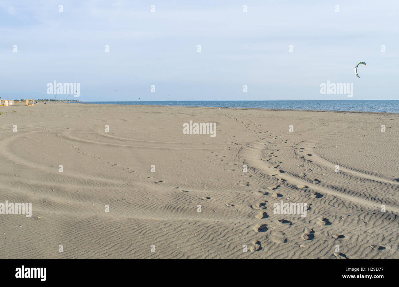 Tire tracks on the beach Stock Photo - Alamy