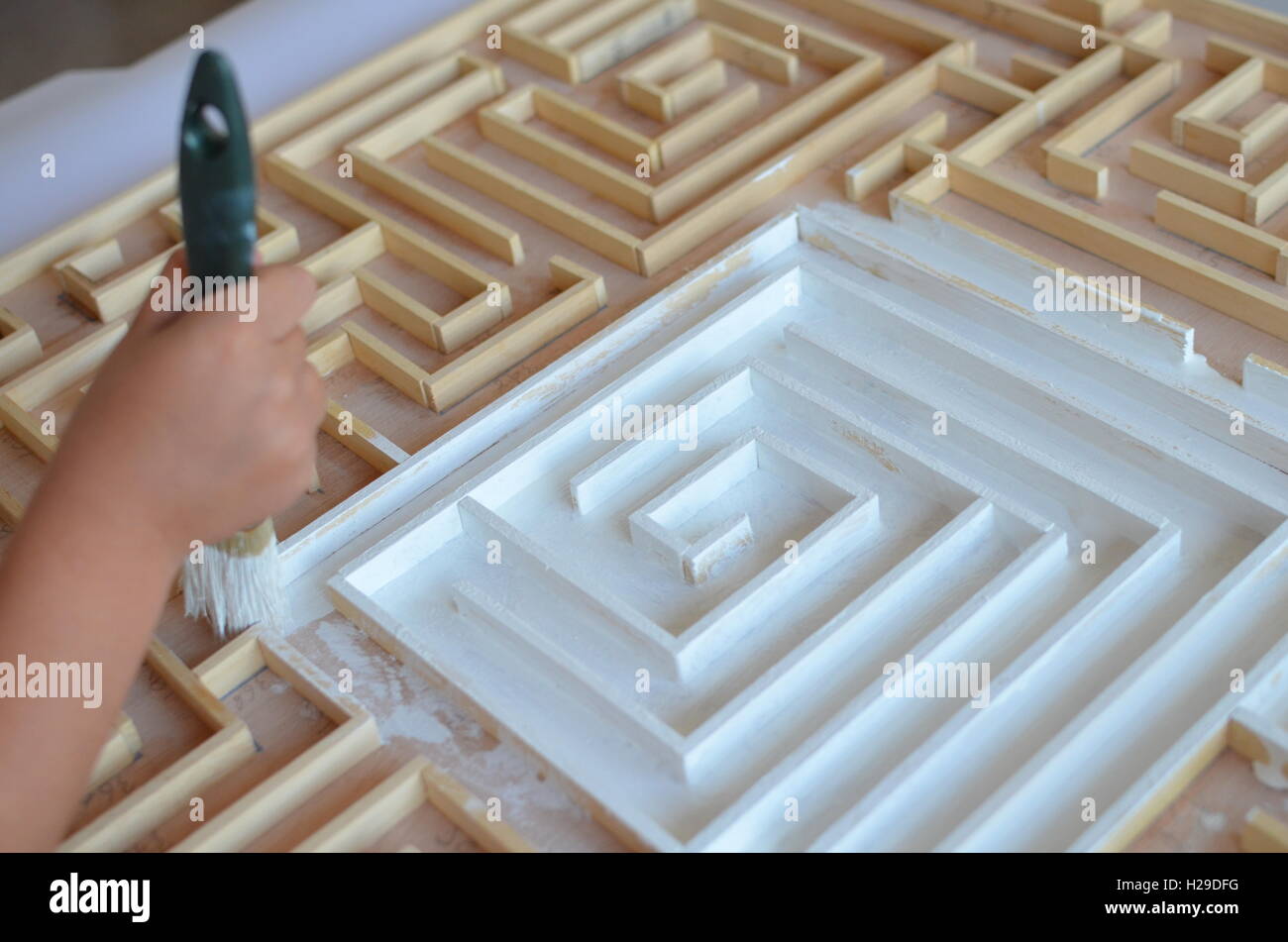 Pictures taken during the construction of handmade wooden labyrinths ...