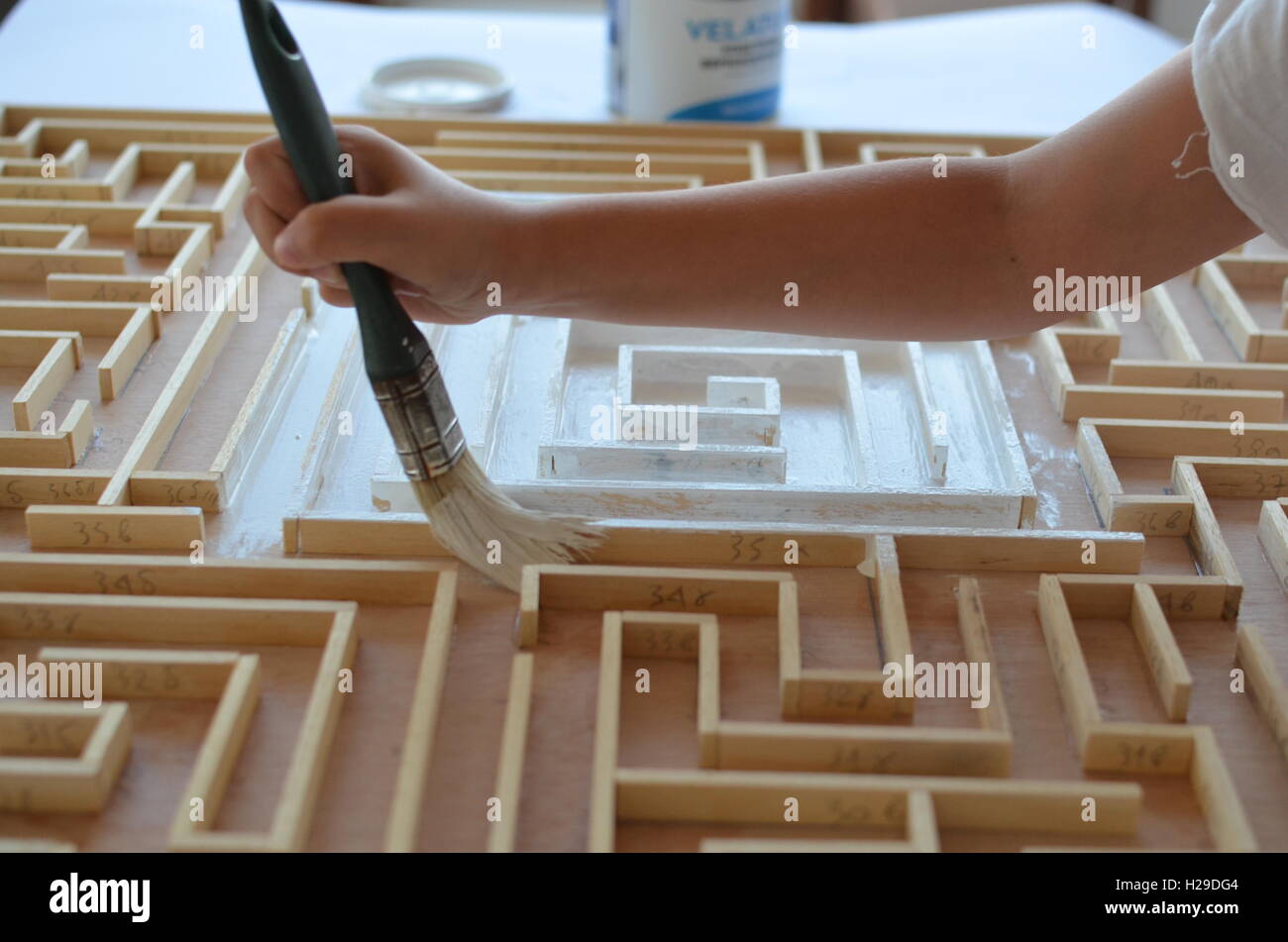 Pictures taken during the construction of handmade wooden labyrinths ...