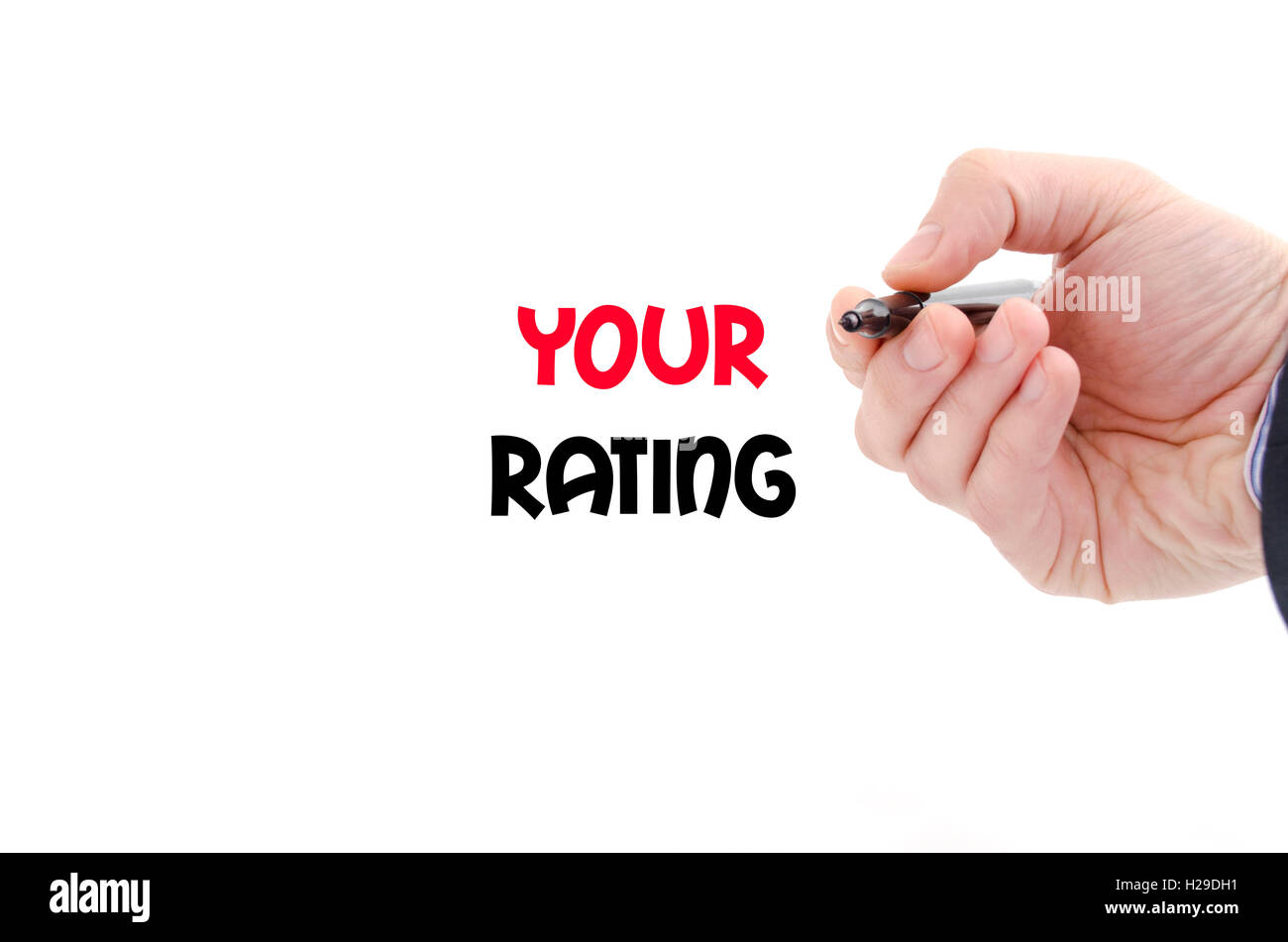 Your rating text concept isolated over white background Stock Photo - Alamy