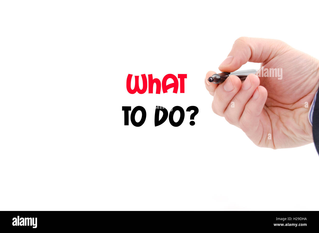 What to do text concept isolated over white background Stock Photo - Alamy