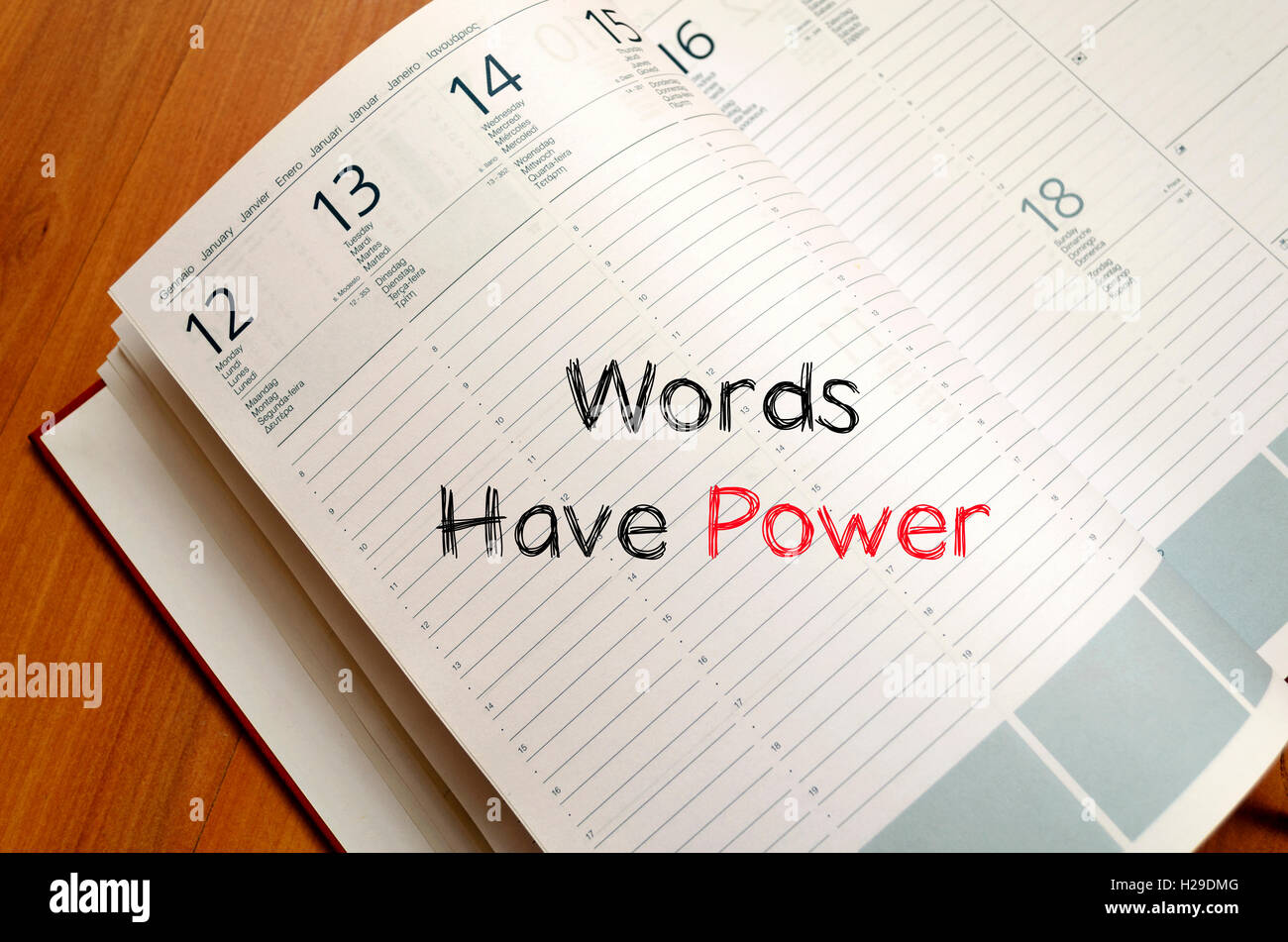 Words have power text concept write on notebook Stock Photo - Alamy