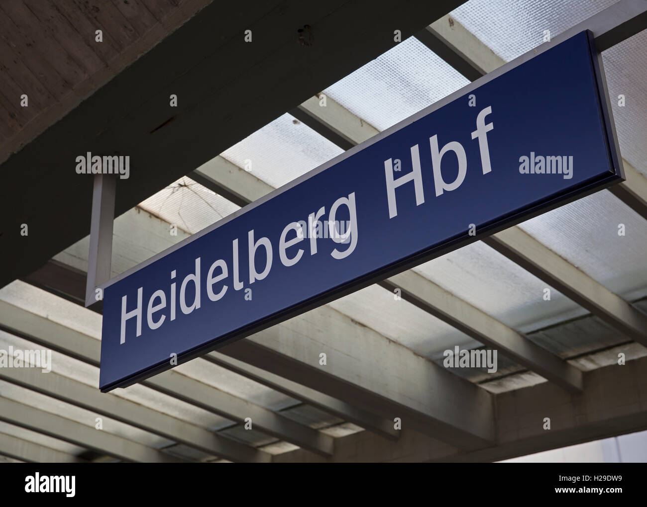 Heidelberg Hbf railway station sign Stock Photo - Alamy