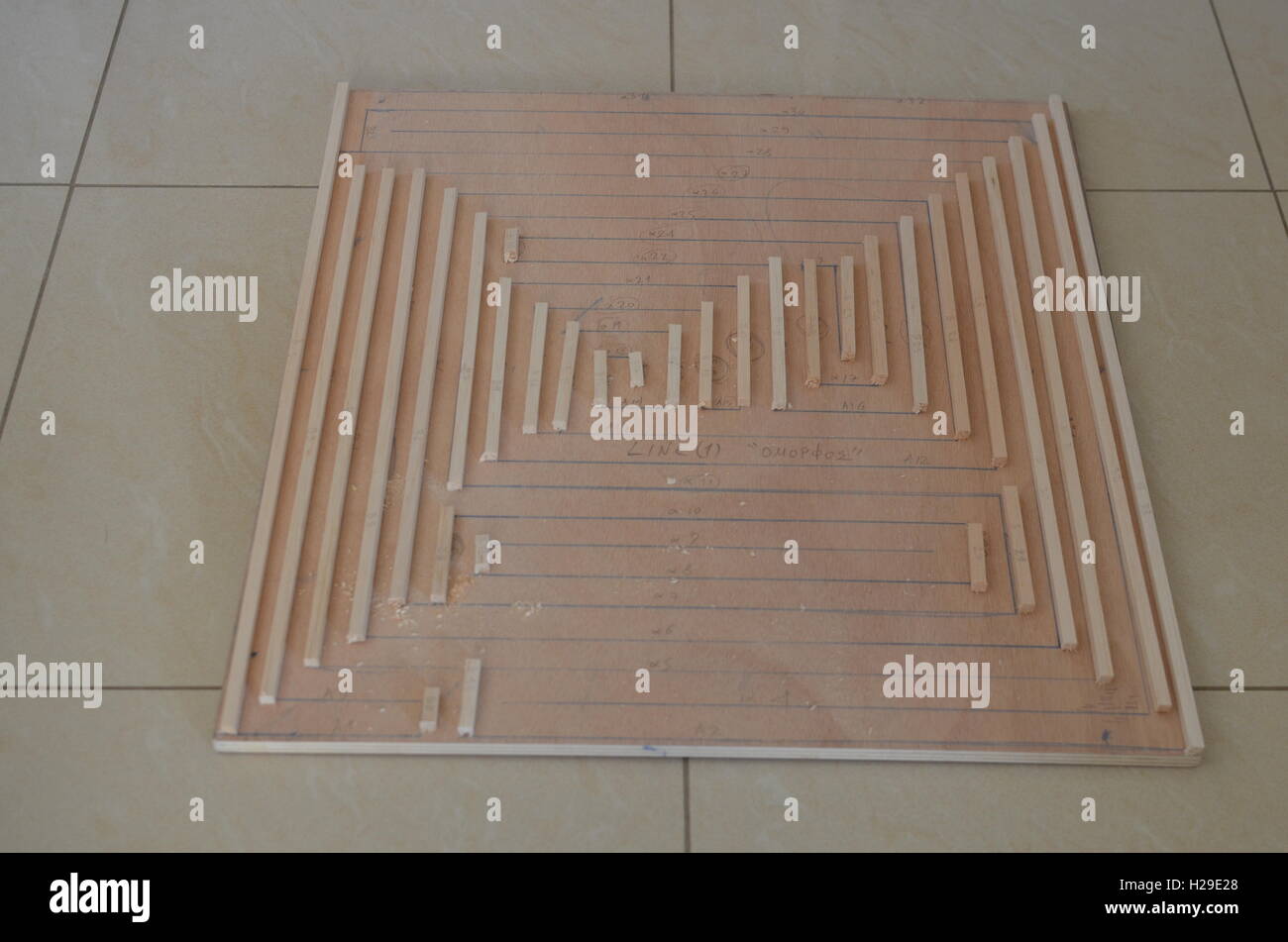 Pictures taken during the construction of handmade wooden labyrinths ...