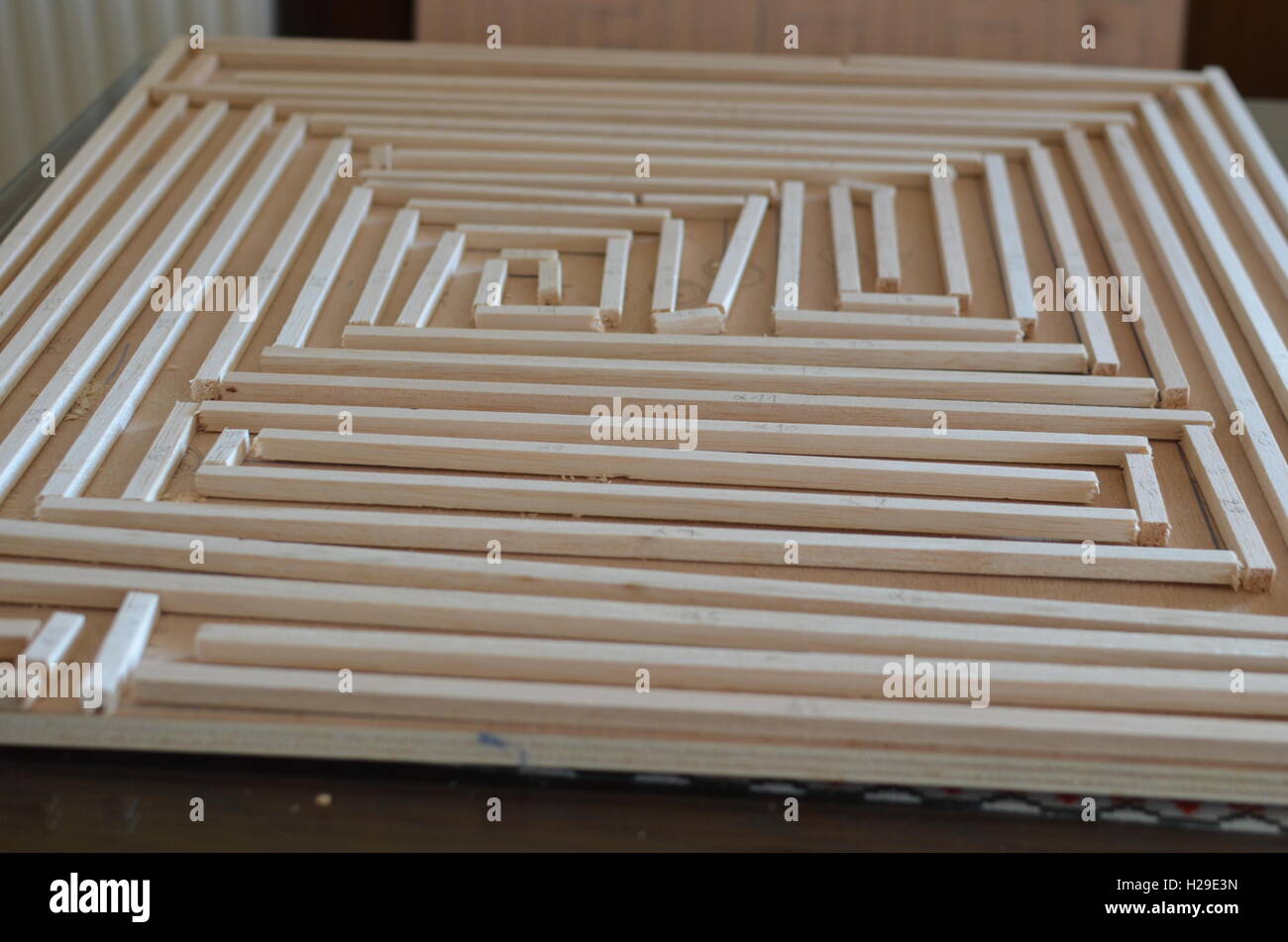 Pictures taken during the construction of handmade wooden labyrinths ...