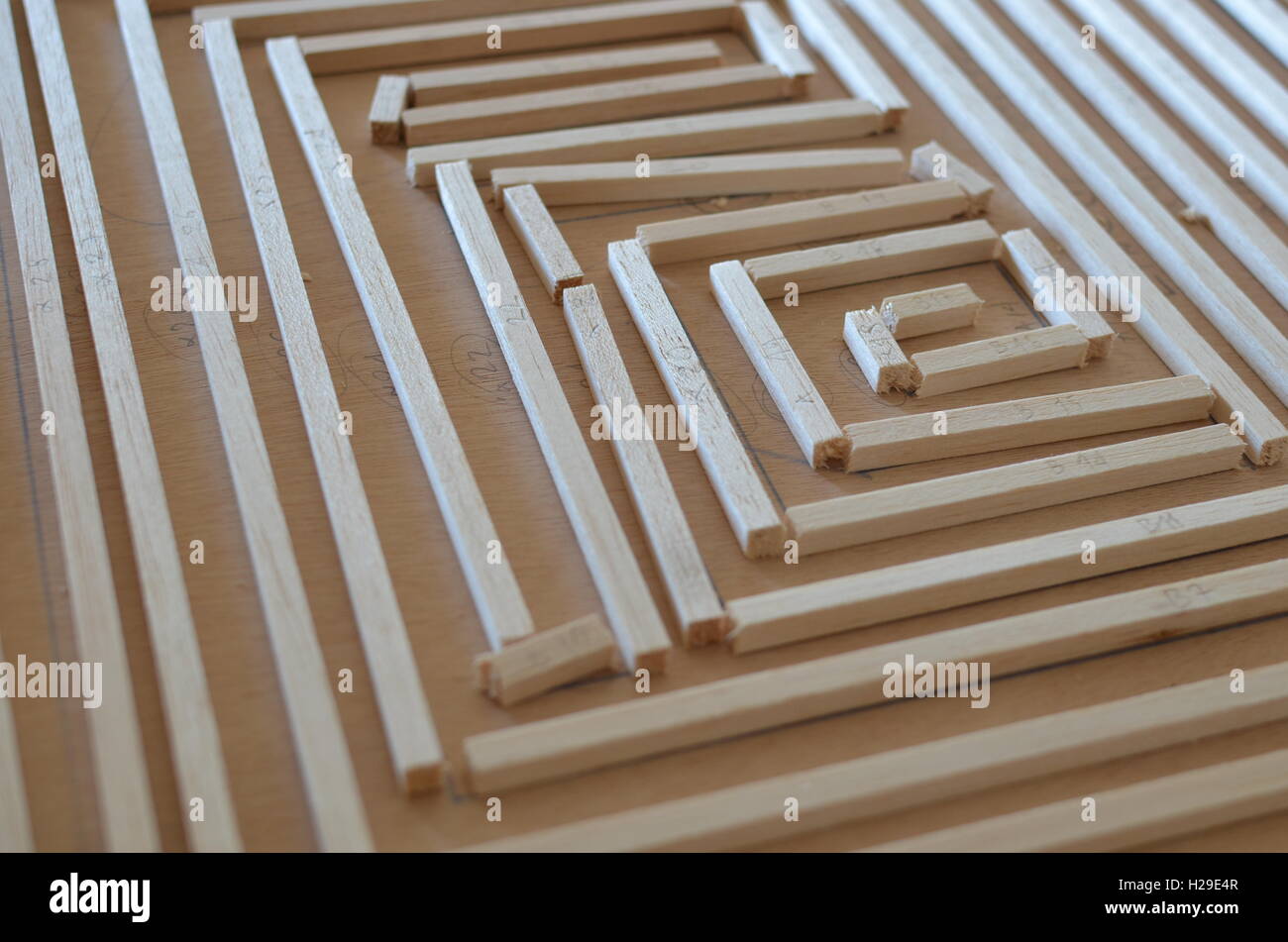 Pictures taken during the construction of handmade wooden labyrinths ...