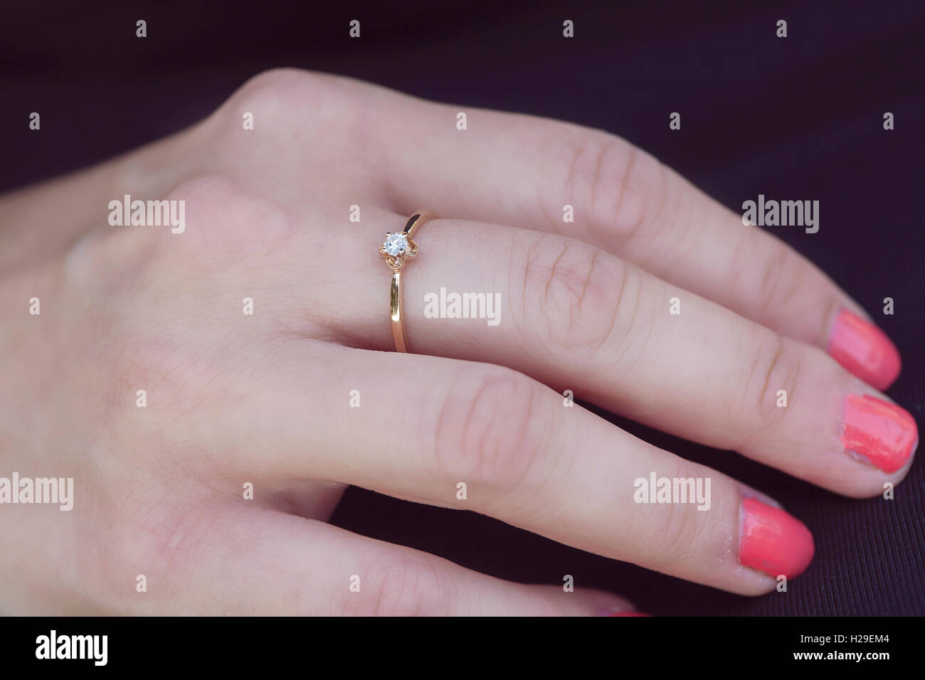 Engagement luxury ring on female hand Stock Photo - Alamy