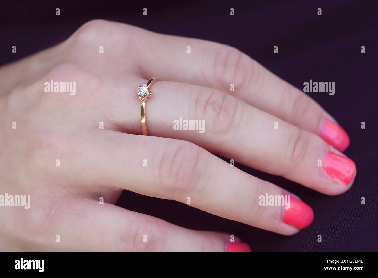 Female hand golden ring hi-res stock photography and images - Alamy