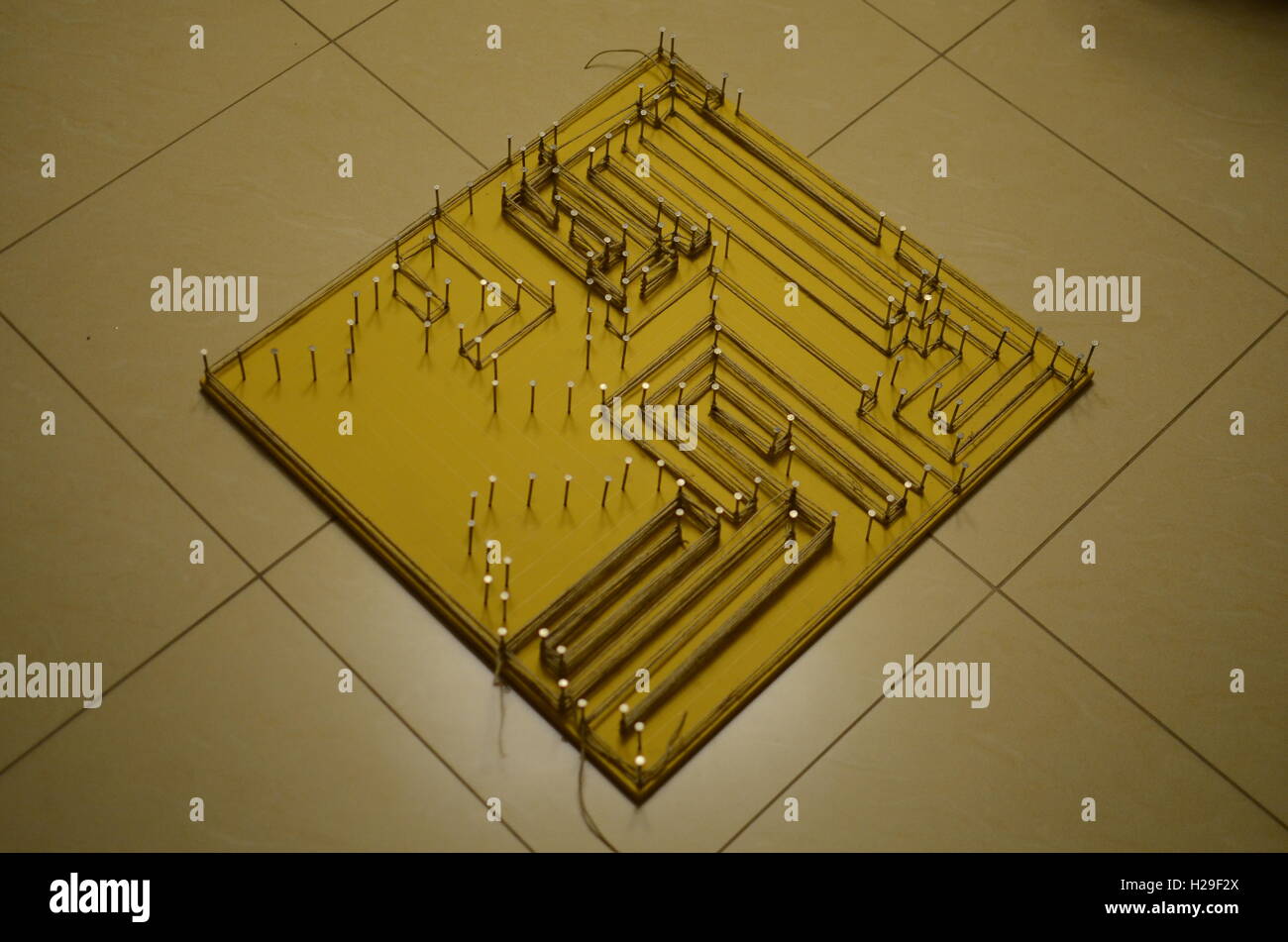 Pictures taken during the construction of handmade wooden labyrinths ...