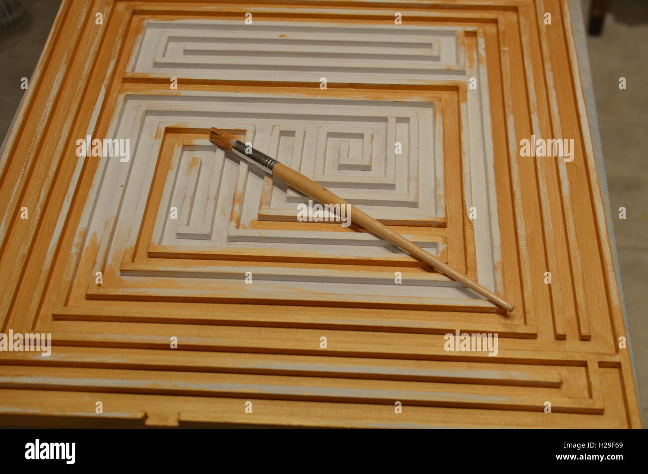 Pictures taken during the construction of handmade wooden labyrinths ...