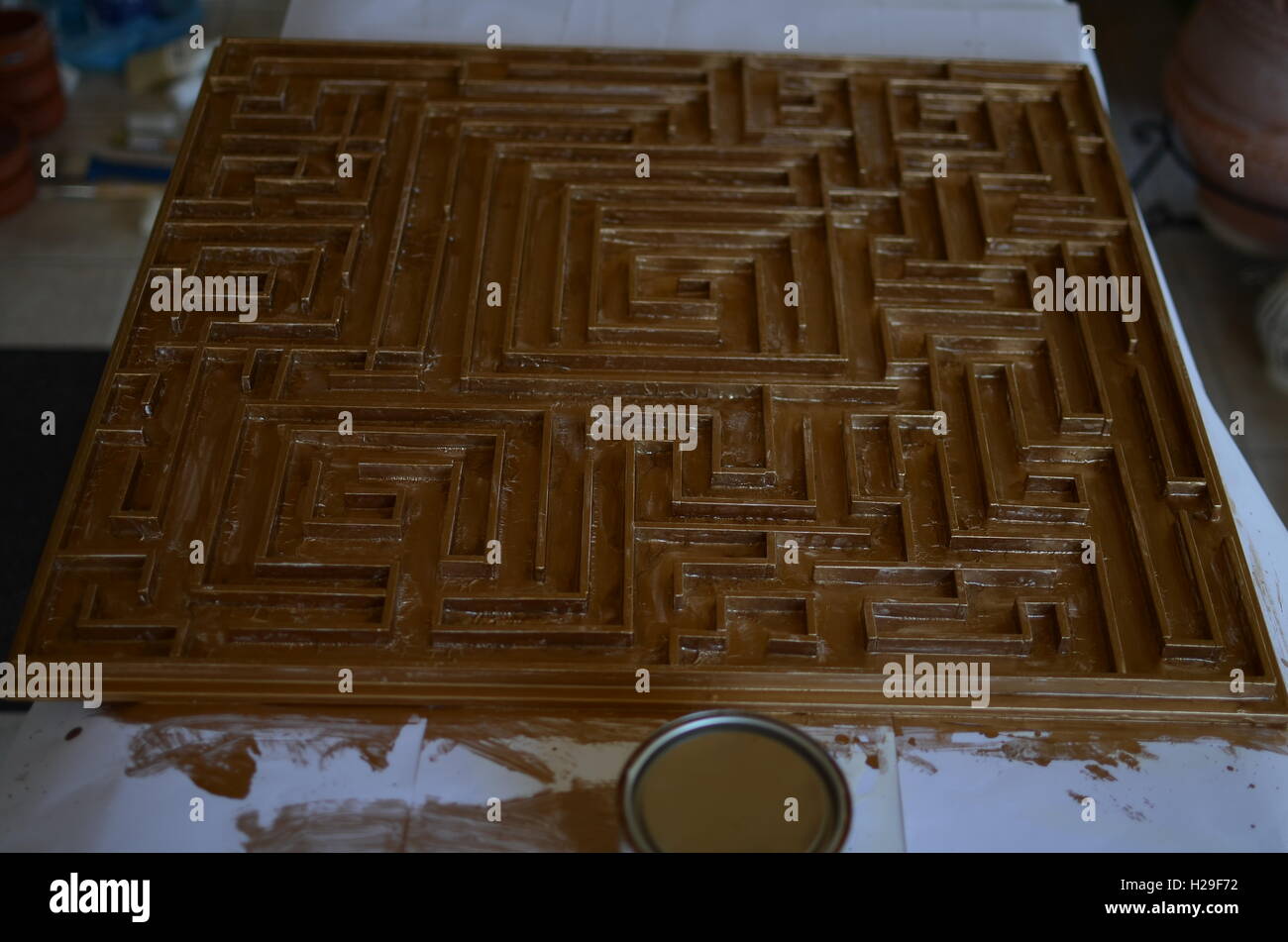 Pictures taken during the construction of handmade wooden labyrinths ...