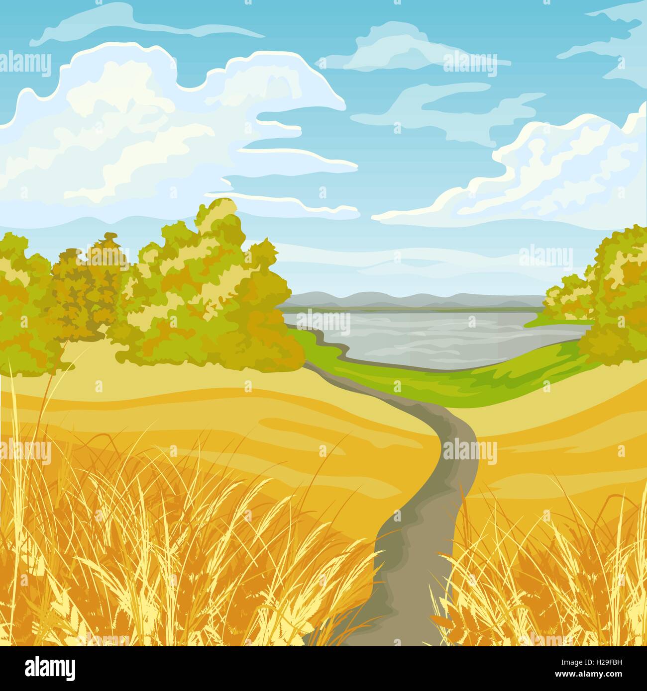 Beautiful scenery river background plant Stock Vector Images - Alamy