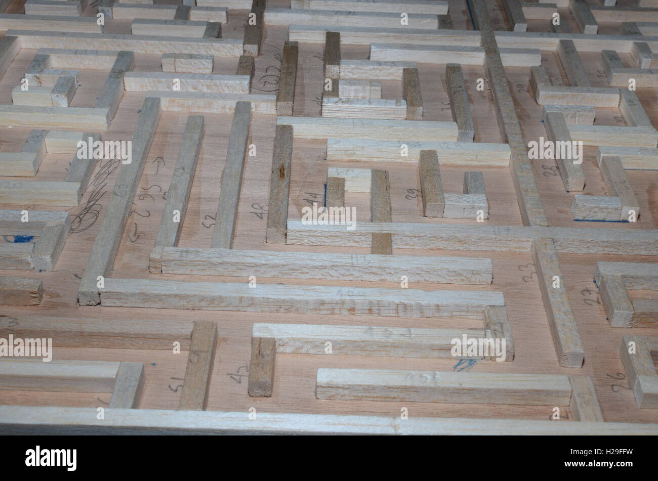 Pictures taken during the construction of handmade wooden labyrinths ...