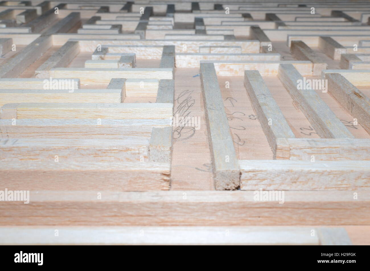 Pictures taken during the construction of handmade wooden labyrinths ...
