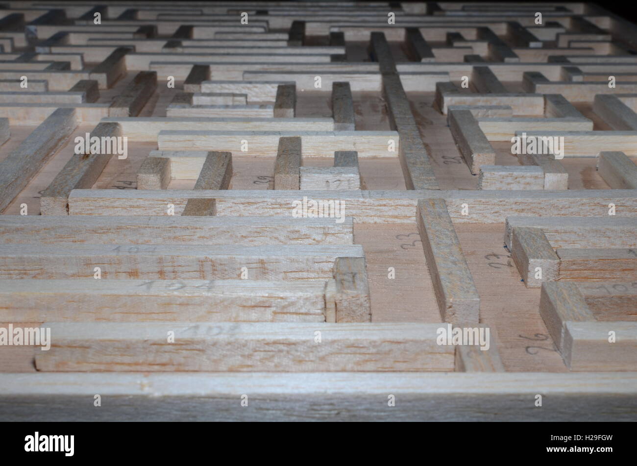 Pictures taken during the construction of handmade wooden labyrinths ...