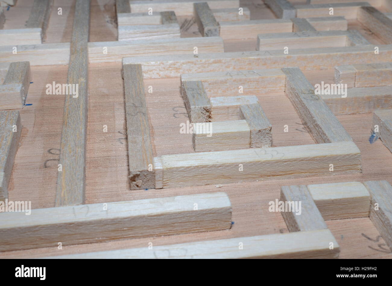 Pictures taken during the construction of handmade wooden labyrinths ...