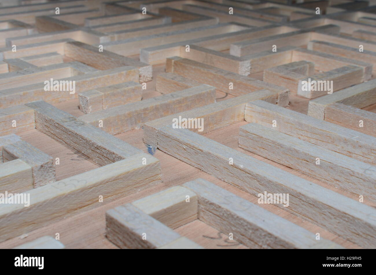 Pictures taken during the construction of handmade wooden labyrinths ...