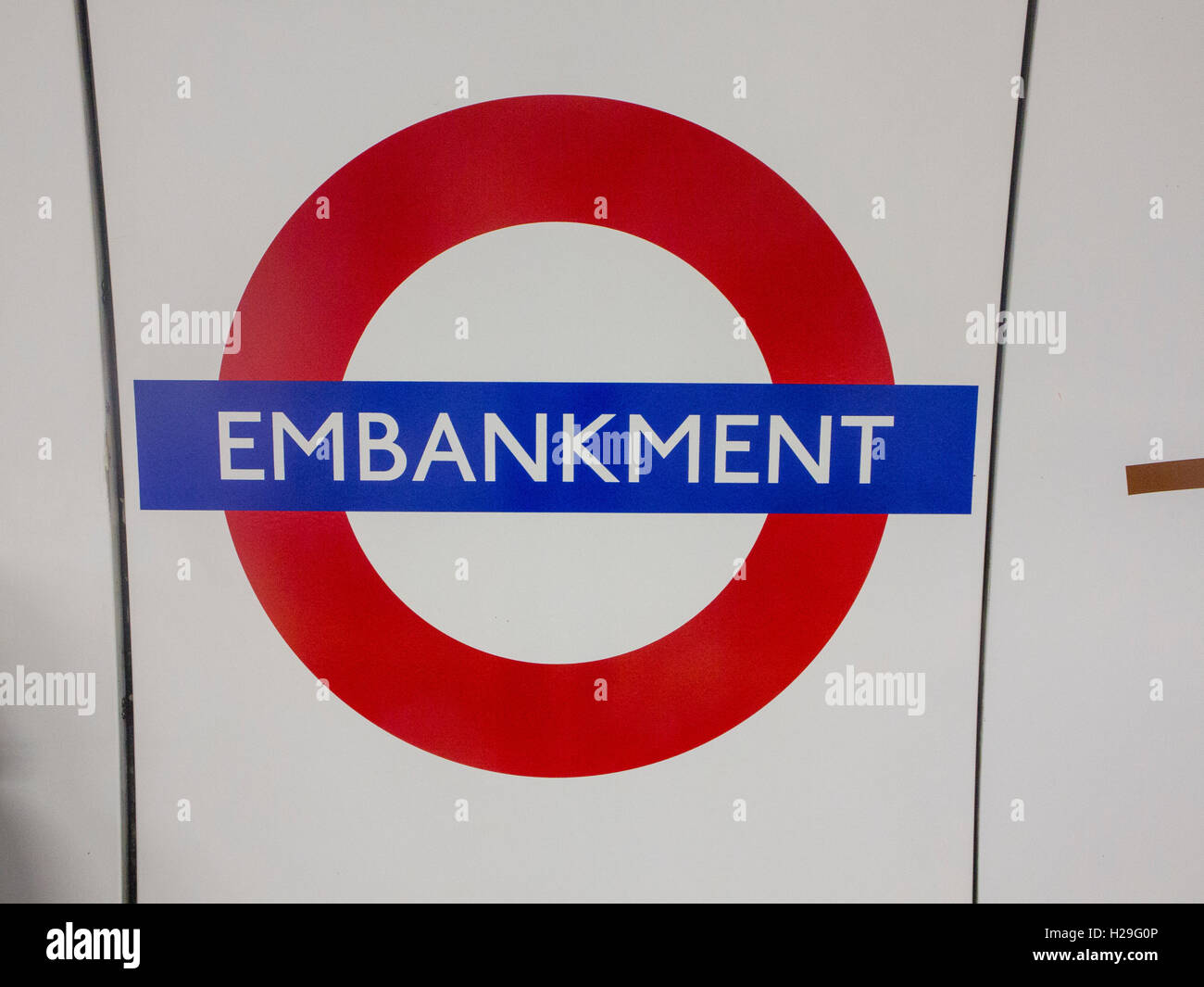 London, England, UK. London underground sign, Embankment Station Stock ...