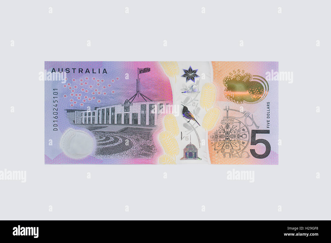 New Australian Five Dollar Anti-Counterfeit Banknote Stock Photo - Alamy