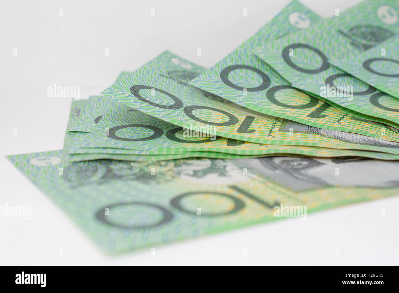 Pile of Australian Hundred Dollar Banknotes Isolated on White Stock ...