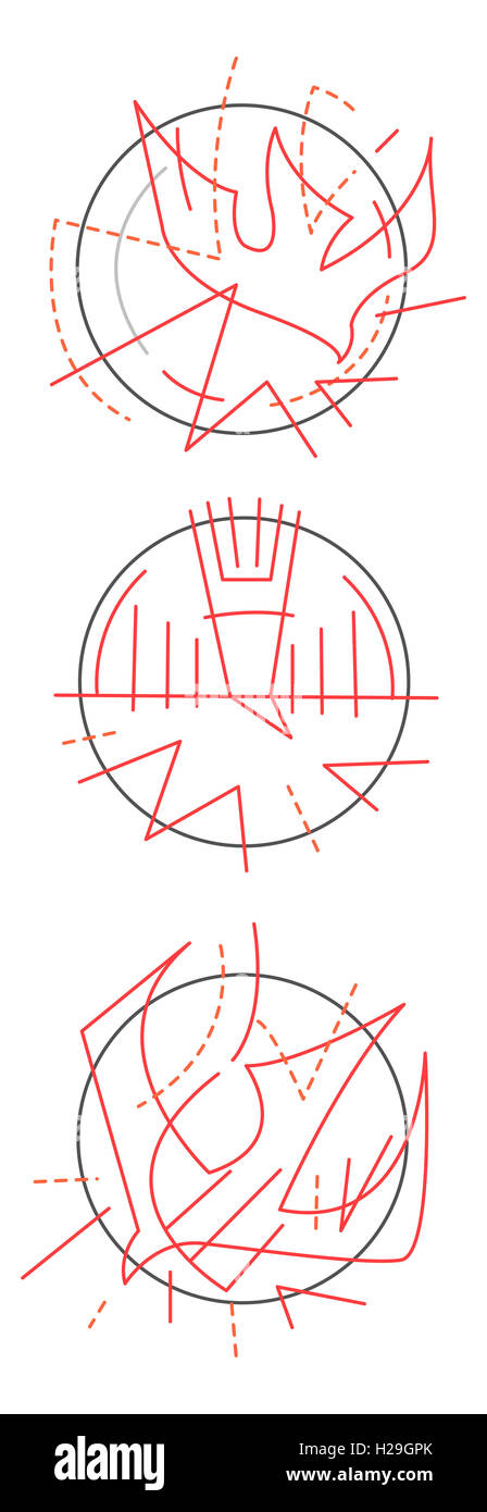 Hand drawn vector illustration or drawing of three contemporary ...