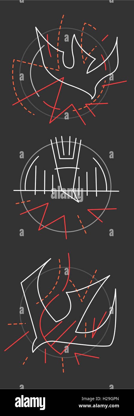 Hand drawn vector illustration or drawing of three contemporary ...