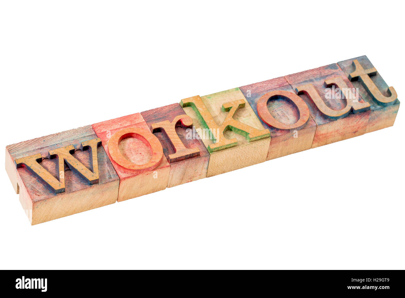 workout word abstract - isolated text in letterpress wood type blocks ...