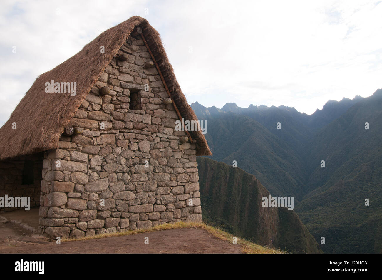 Grass Roof Building at Machu Picchu Peru Stock Image Stock Photo - Alamy