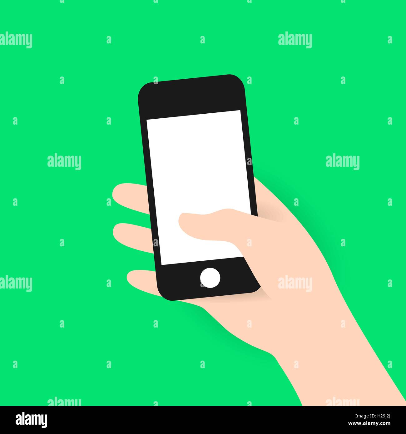 Hand holding modern black flat mobile phone Stock Vector Image & Art ...