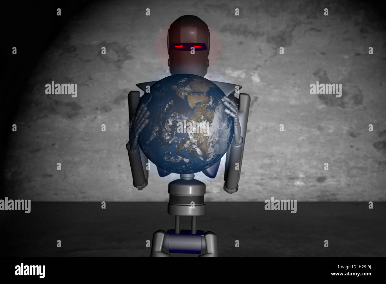 an armed robot out of control (3d rendering Stock Photo - Alamy