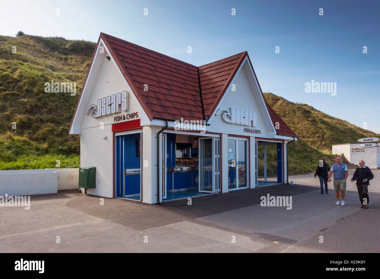 Oscars take away Fish and Chip Shop on the seafront at Saltburn North ...