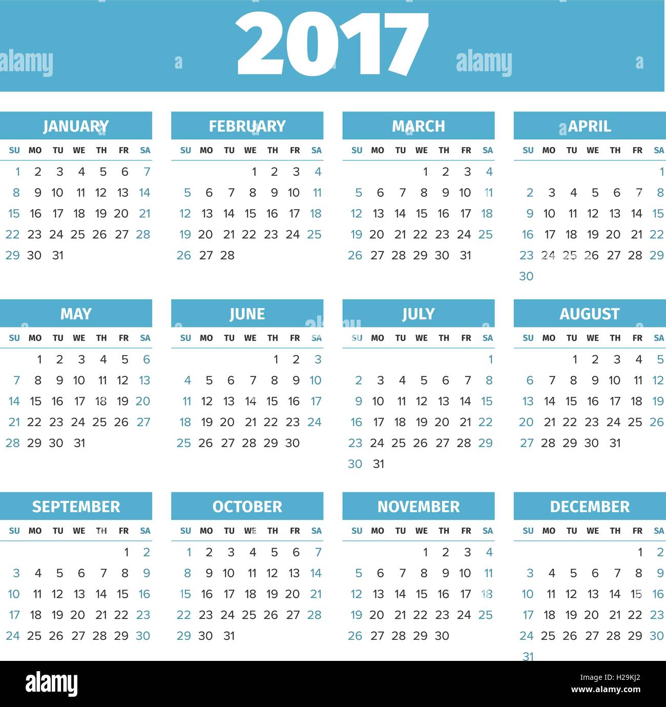 Simple calendar template of september 2017 hi-res stock photography and ...