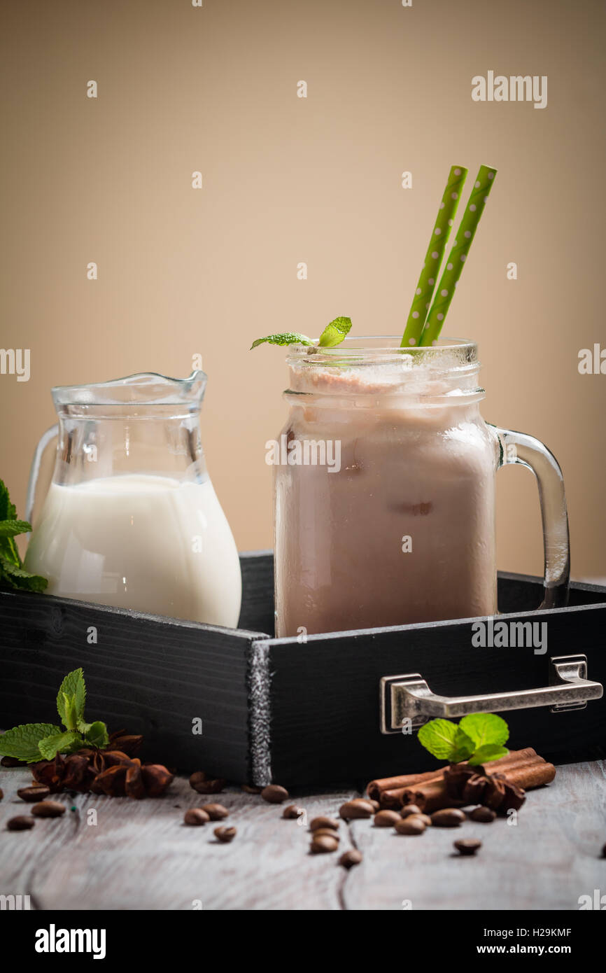 Iced coffee with milk Stock Photo - Alamy