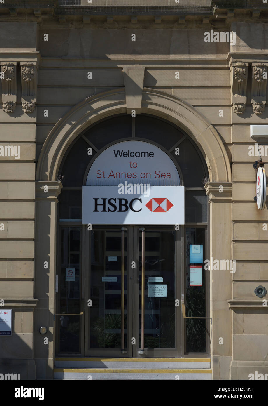 Hsbc bank stone arched doorway with keystone and fanlight st annes on ...