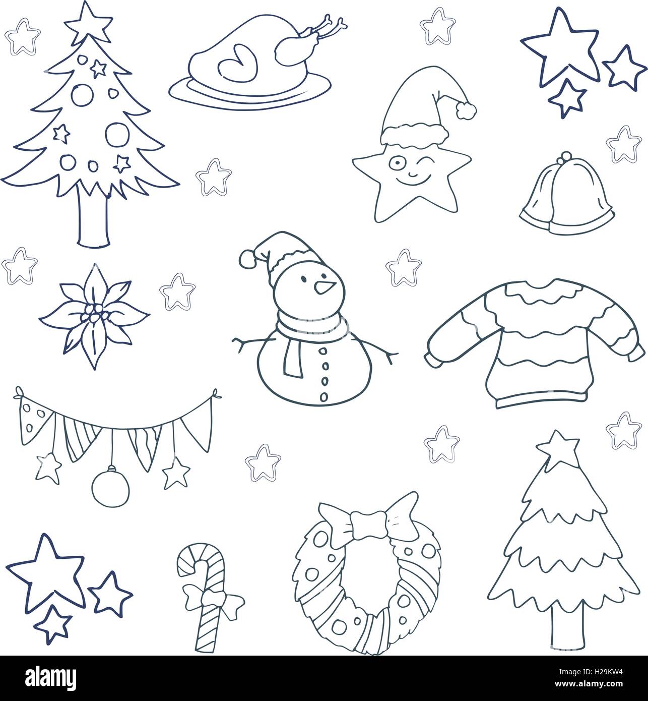 Hand draw christmas object of doodles Stock Vector Image & Art - Alamy