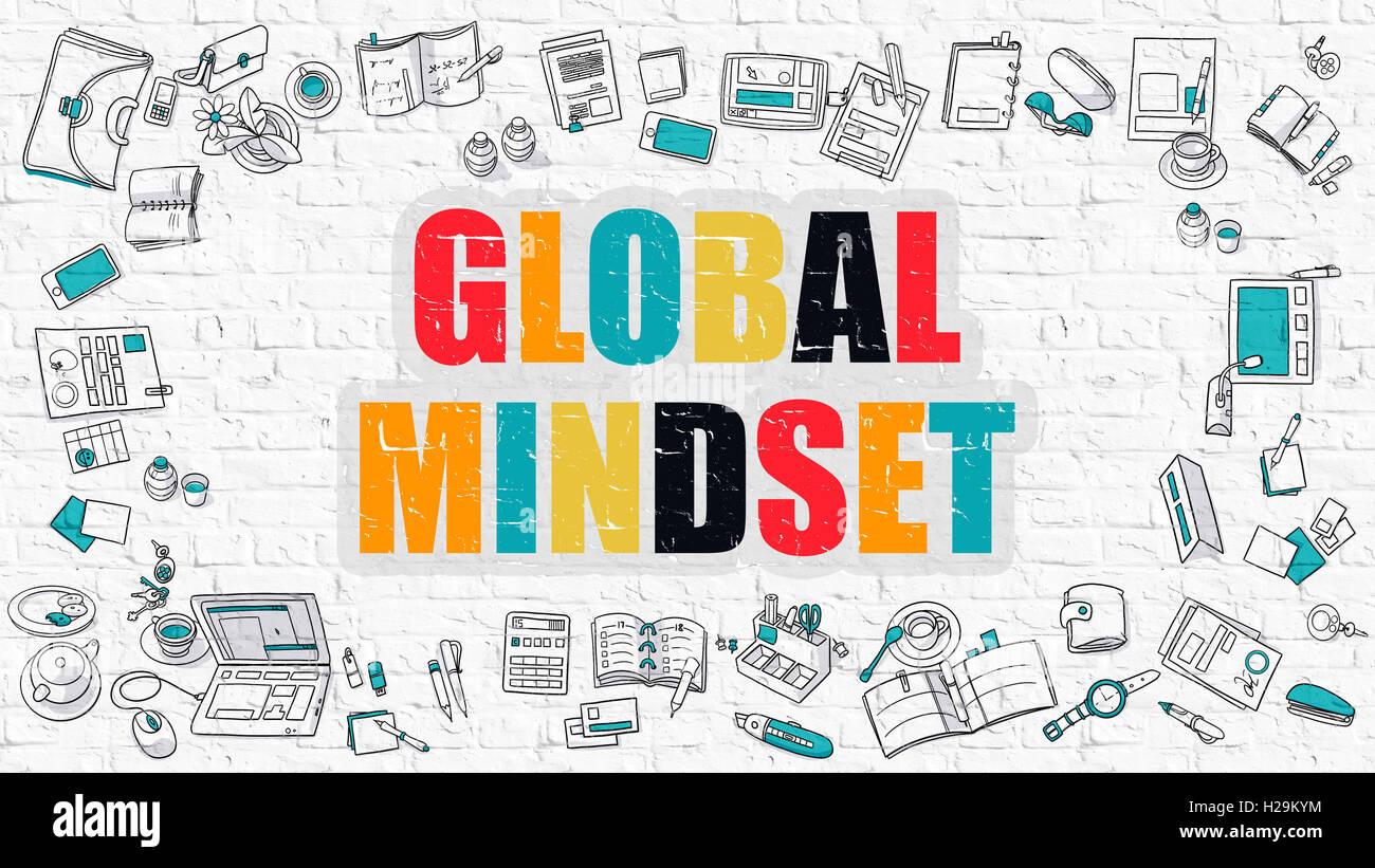 Global Mindset in Multicolor. Doodle Design Stock Photo - Alamy