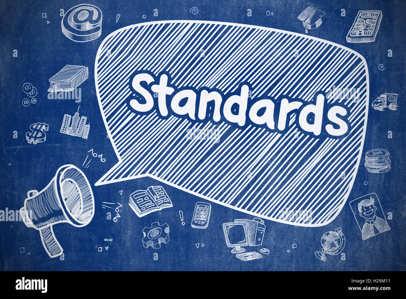 Standards - Hand Drawn Illustration on Blue Chalkboard Stock Photo - Alamy