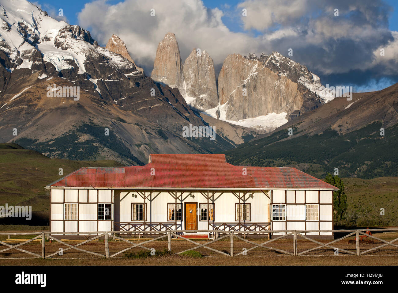 Traditional hacienda (farm house). Torres del Paine National Park ...