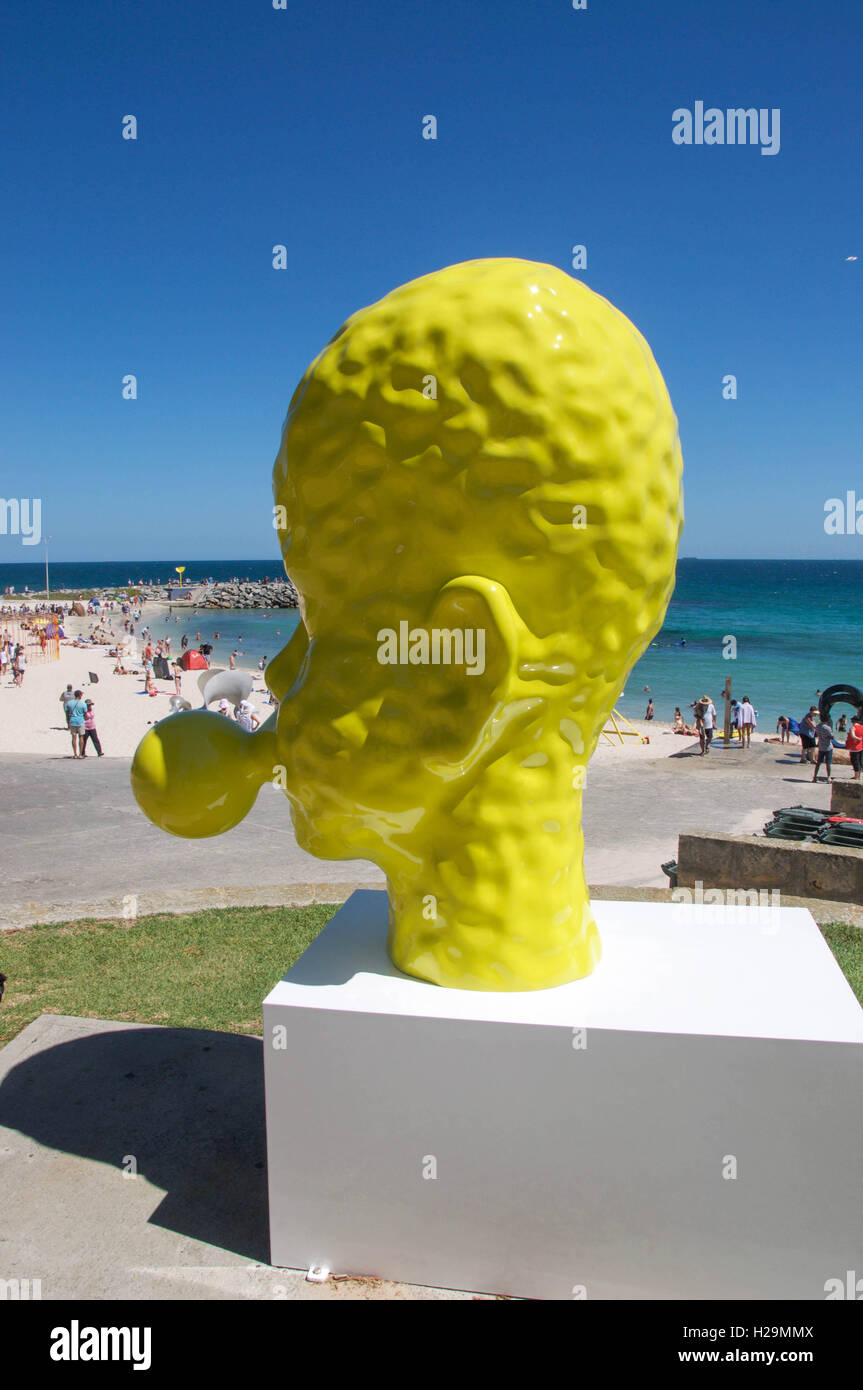 Cottesloe,WA,Australia-March 12,2016:Yellow head blowing bubble at ...