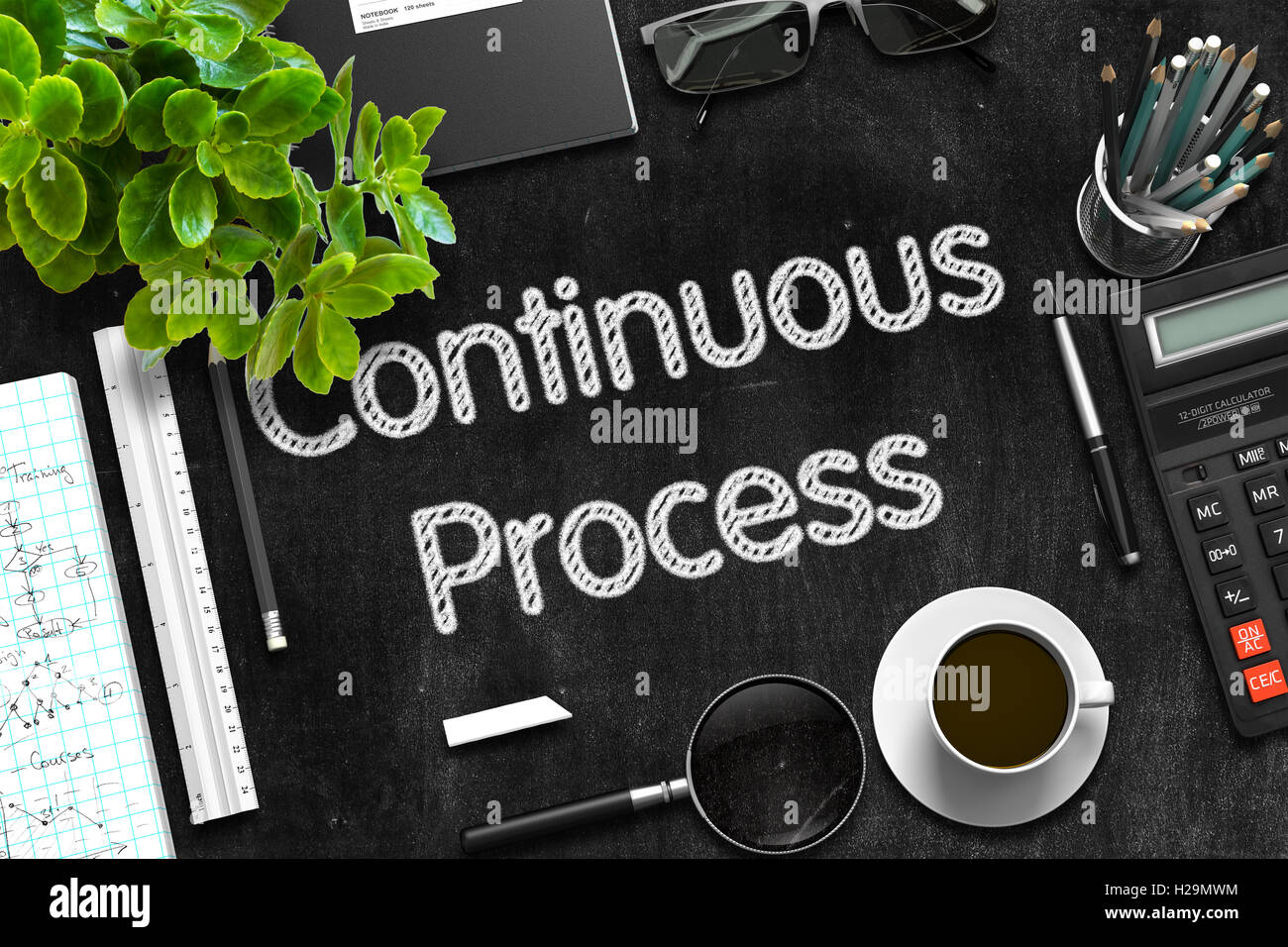 Continuous Process - Text on Black Chalkboard. 3D Rendering Stock Photo ...