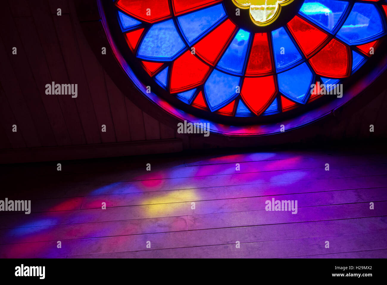 Stained-glass window. Museum of Chiloé churches. Ancud. Chiloé Island ...