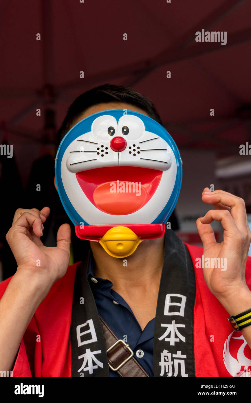 London, UK. 25 September 2016. A man wears a Doraemon mask, as the 8th ...