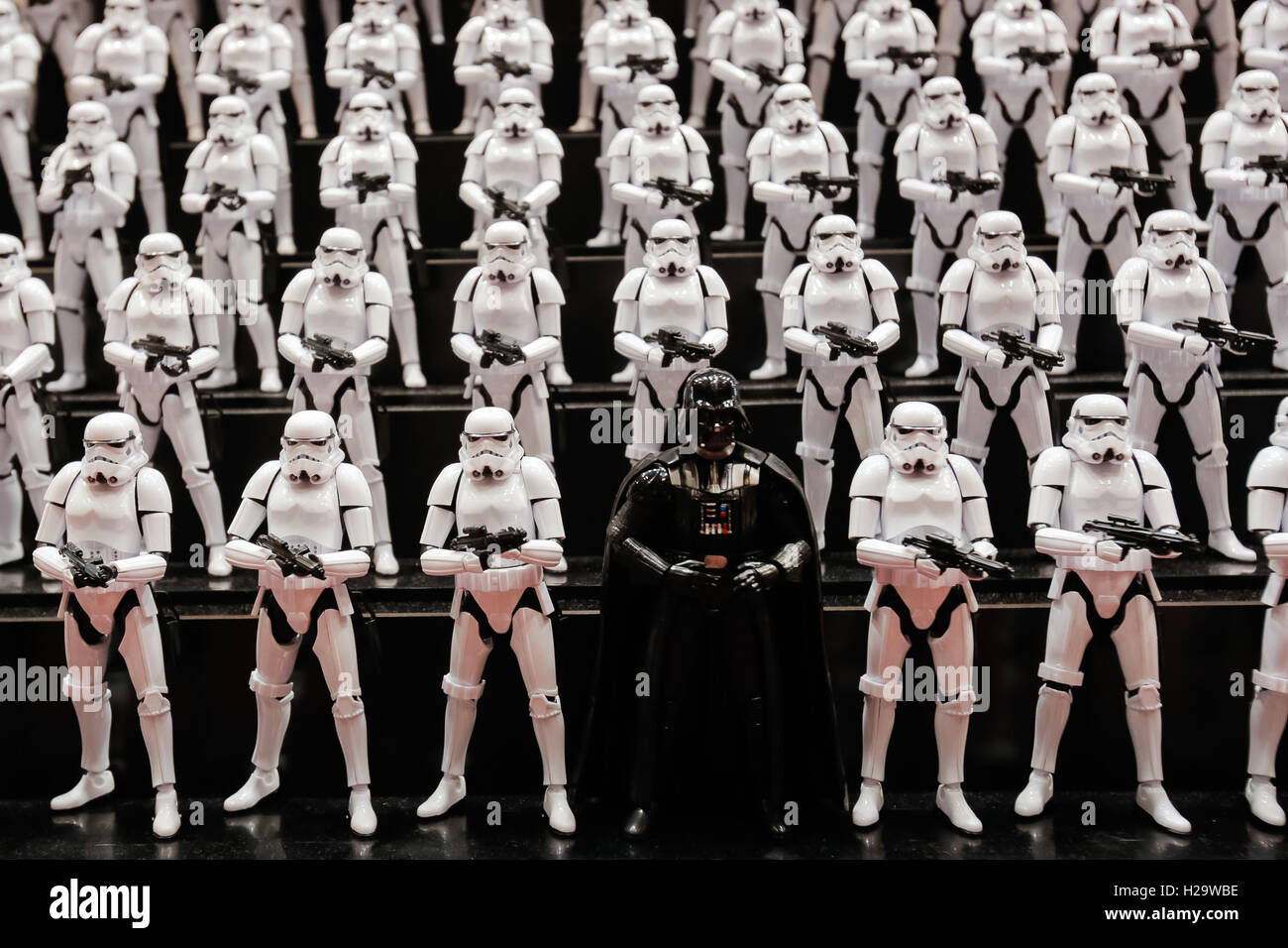 Stormtroopers and Darth Vader action figures on display at the 56th All ...