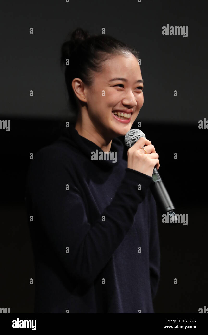 Tokyo, Japan. 26th Sep, 2016. Japanese actress Yu Aoi speaks at a ...