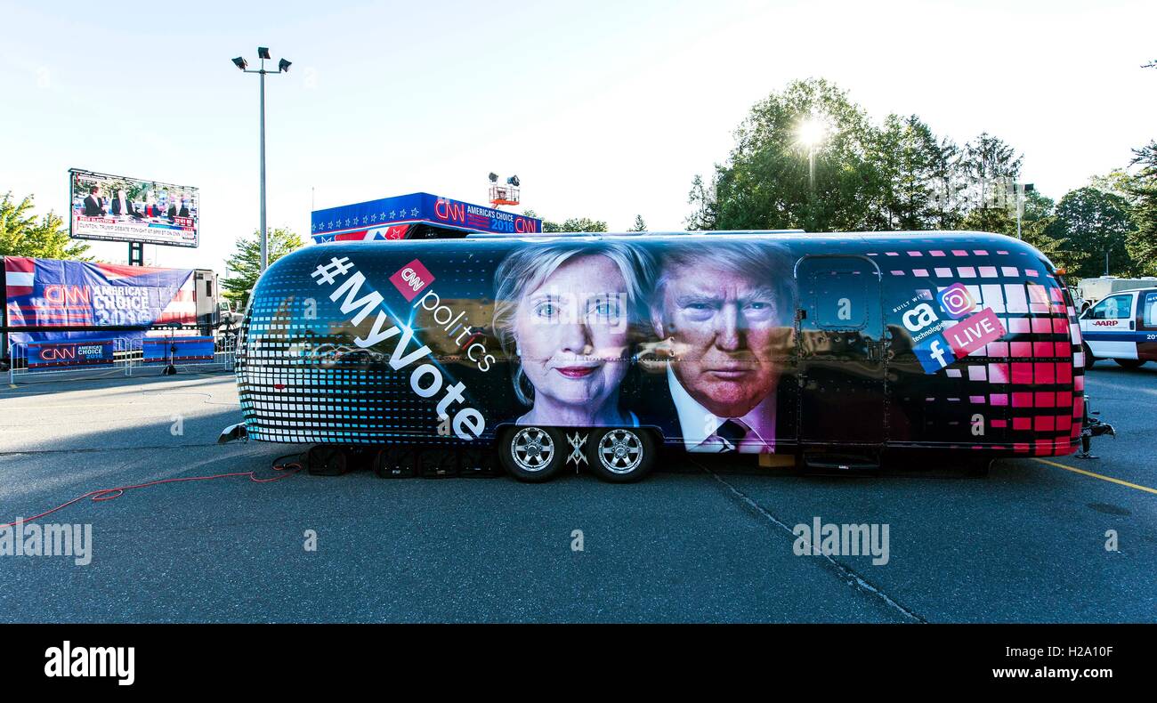 Hempstead, New York, USA. 26th Sep, 2016. A CNN trailer in a parking ...