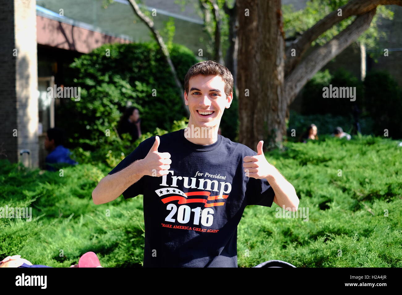 New York, USA. 26th Sep, 2016. Hofstra University student poses for ...