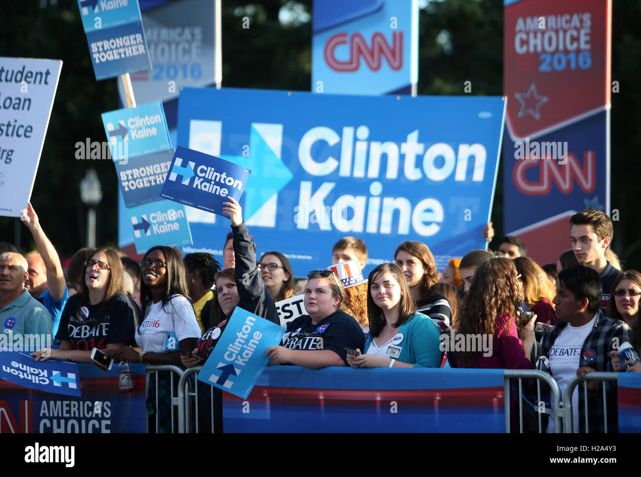 New York, USA. 26th Sep, 2016. Supporters of Hillary Clinton gather ...