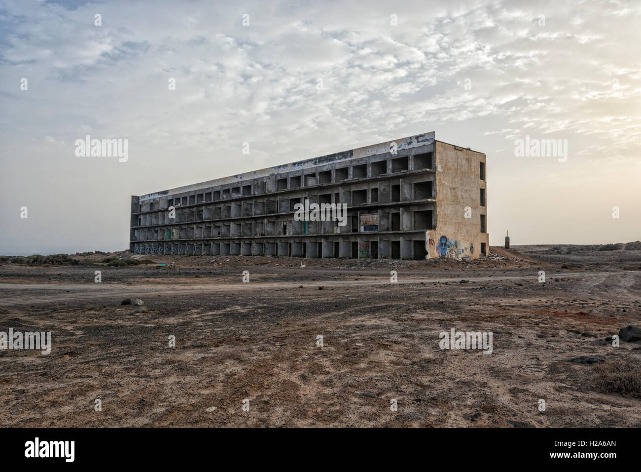 The abandoned hotel is called the Hotel of Los Charcones, but was named Atlante del Sol Hotel ...