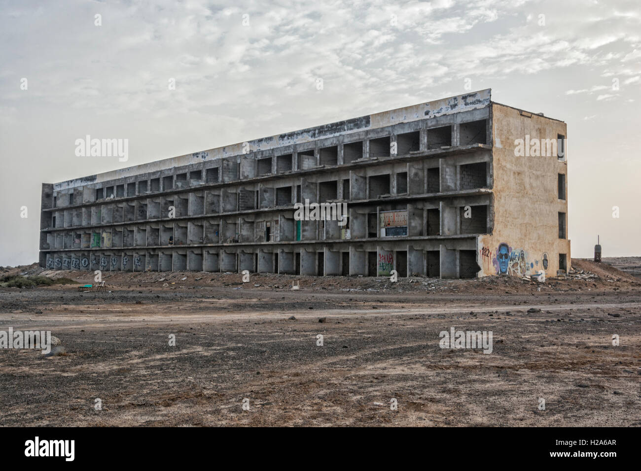 The abandoned hotel is called the Hotel of Los Charcones, but was named Atlante del Sol Hotel ...