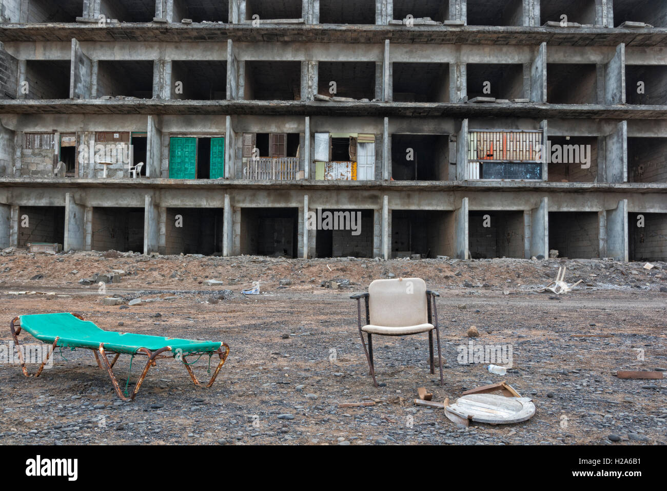 The abandoned hotel is called the Hotel of Los Charcones, but was named Atlante del Sol Hotel ...